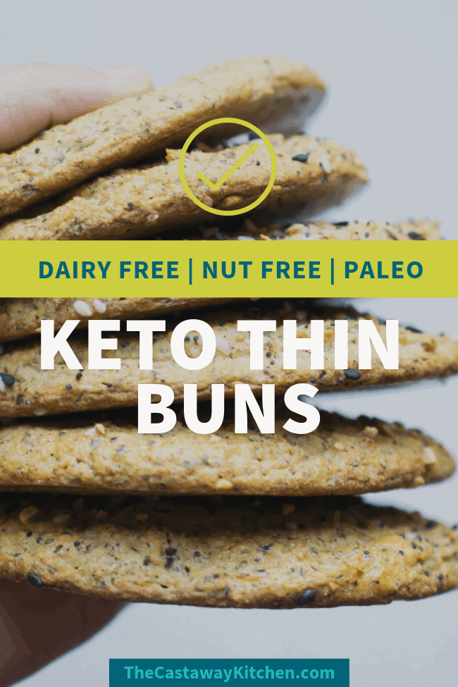 Chewy Keto Thin Buns (Dairy Free, Nut Free, Paleo)