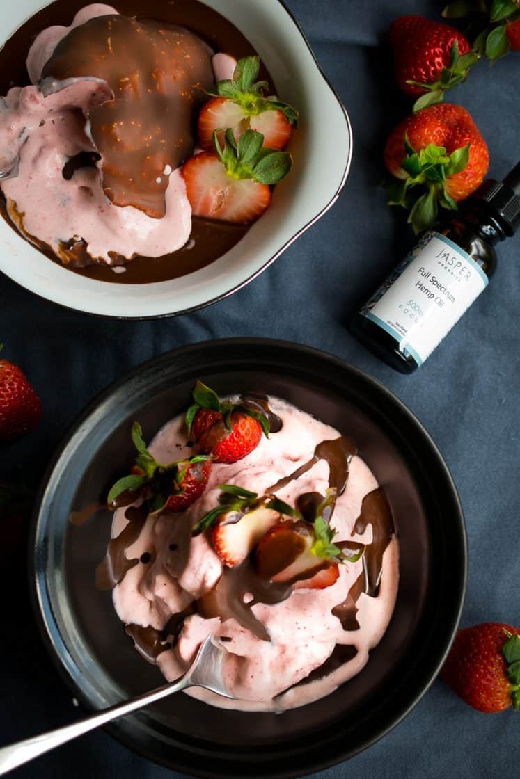 Strawberry Nice Cream with Magic Shell (Paleo, Low Carb, Dairy-Free)