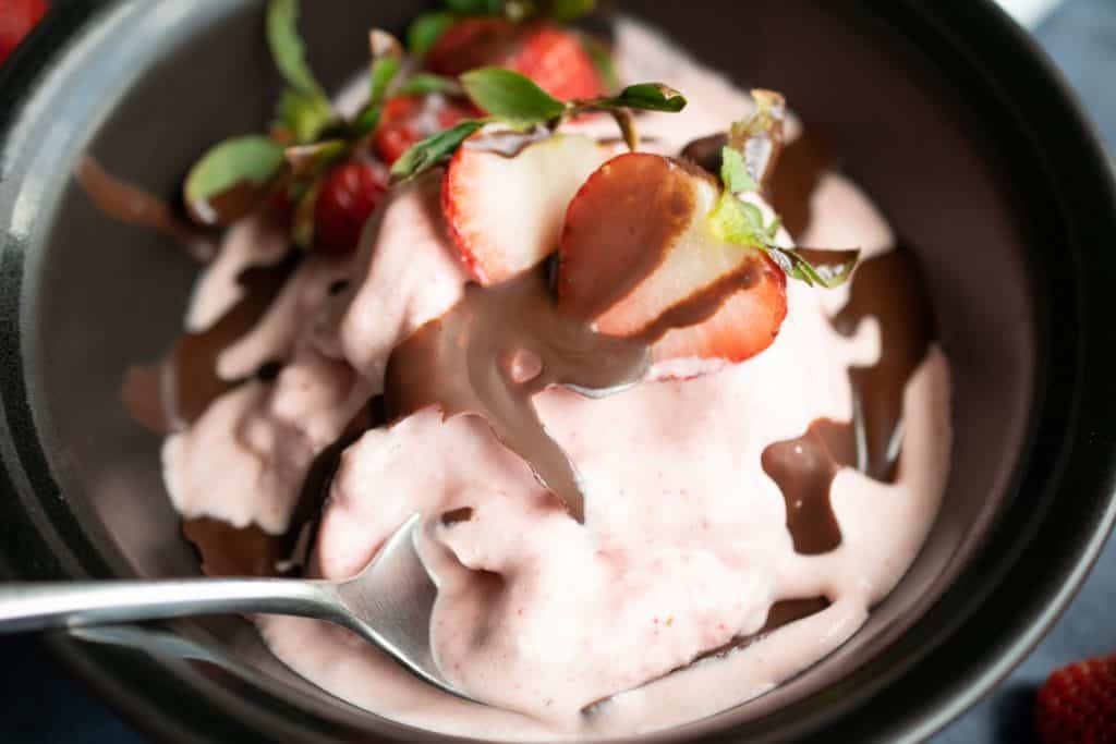 Strawberry Nice Cream with Magic Shell (Paleo, Low Carb, Dairy-Free)